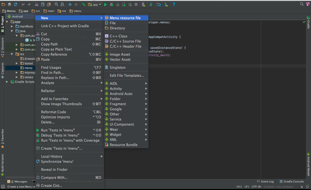 Menus · Android Developer